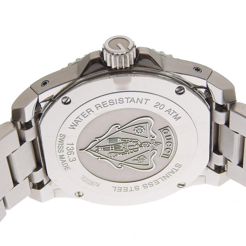 GUCCI グッチ ダイヴ DIVE メンズ クォーツ 腕時計 SS ホワイト文字盤 YA136302 中古 新入荷 GU0364 ...
