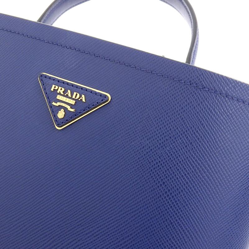 PANIER（PRADA） プラダ PRADA パニエ 2WAYバッグ ハンドバッグ ショルダーバッグ サフィアーノ レザー ブルー/レッド 1BA211 中古 新入荷 OB1101 ...