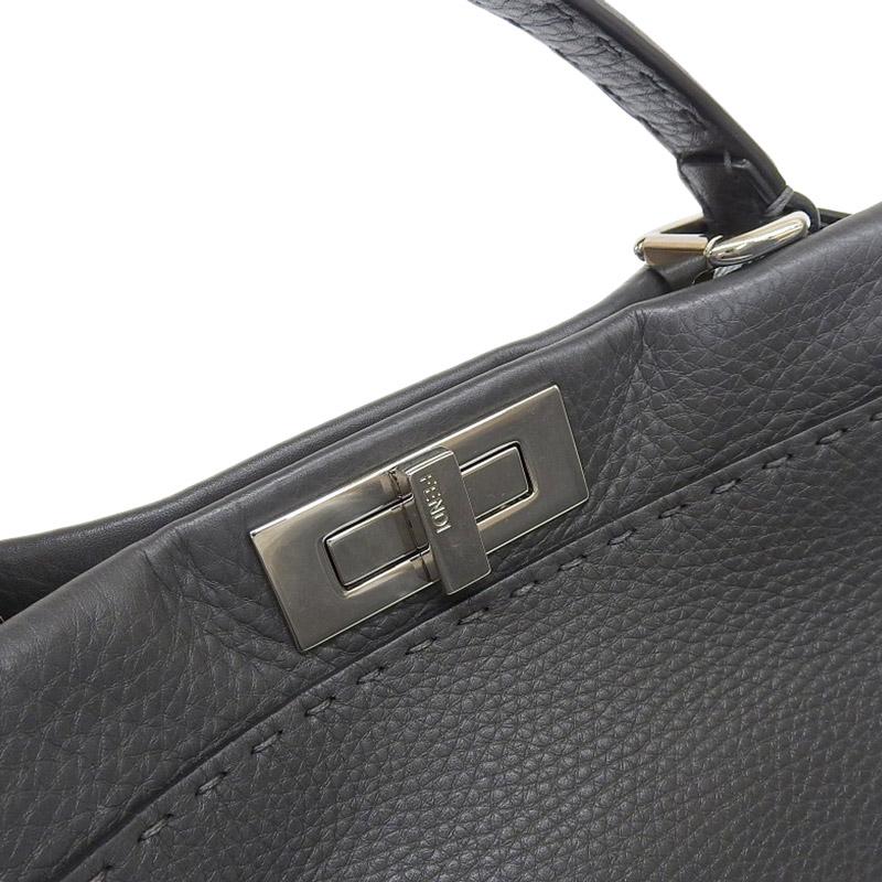 FENDI フェンディ ピーカブー セレリア 2WAYバッグ ハンドバッグ レザー グレー 8BN290 中古 新入荷 OB1305 ...