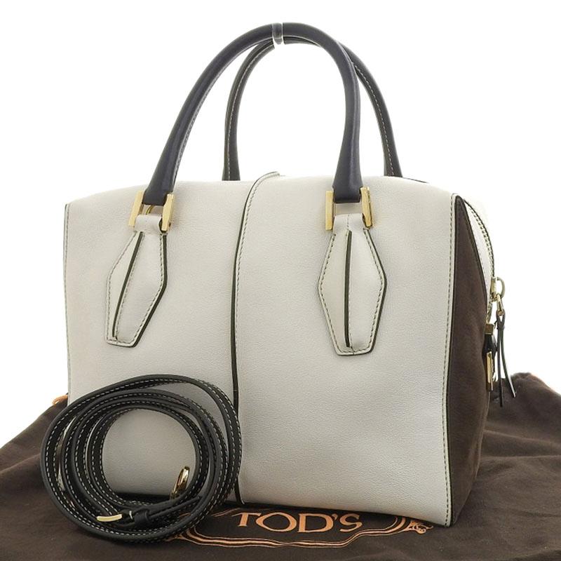 TOD'S トッズ Dキューブ 2WAYバッグ ハンドバッグ ショルダーバッグ レザー ホワイト/ブラウン/ブラック 中古 新入荷 OB2197 : ブランドショップロンド - 通販 ...