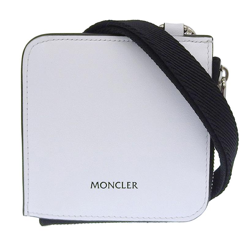 MONCLER モンクレール CARTOON FLAT WALLET SMALL コミックプリント コインケース 小銭入 レザー 白 黒 ...