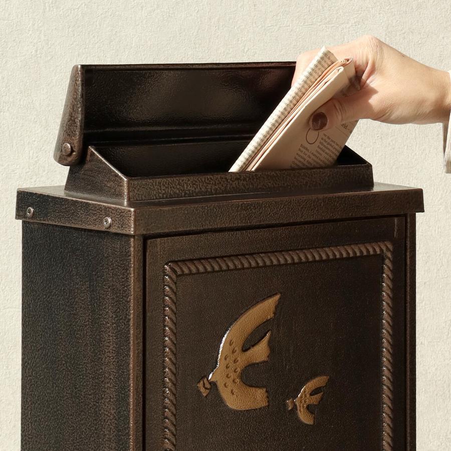 スタンドポスト 鋳物 おしゃれ アンティーク調 Kotorino コトリノ SDM-031 ブロンズ グリーン 玄関 郵便受け 錆防止 アイアン クラシック ヨーロピアン : ルーメル ...