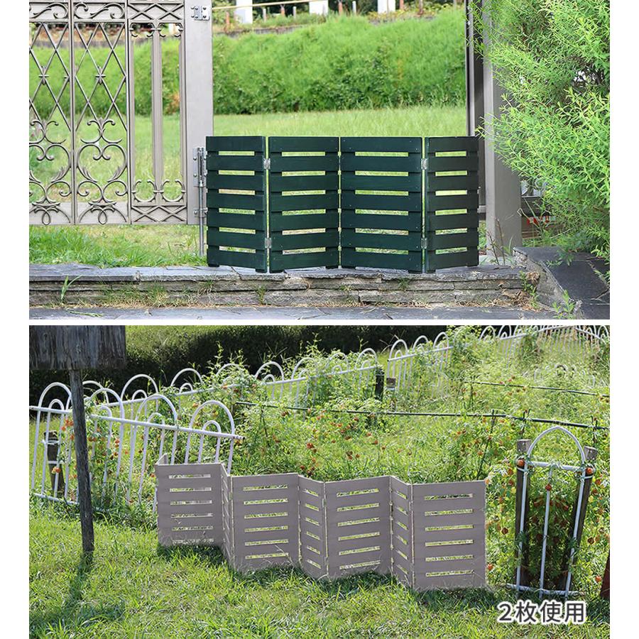 折り畳める ウッド ミニ フェンス 幅120 横ボーダー 1枚組 木製 WF-120YK おしゃれ 北欧 カントリー 衝立て ガーデン 庭 柵 仕切り 園芸 ペット ガード 目隠し : ルー ...