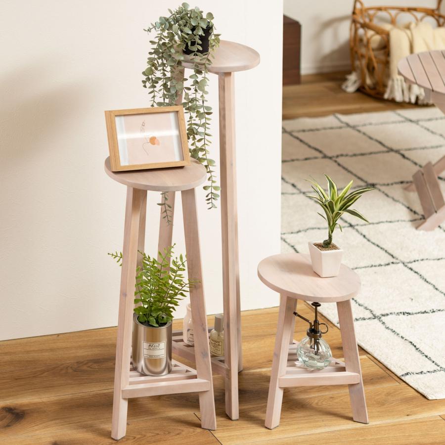 プランターベース おしゃれ 花台 木製 丸型 円形 棚付き 軽量 ロータイプ ブラウン ホワイト : RoomEssence - 通販 - Yahoo!ショッピング