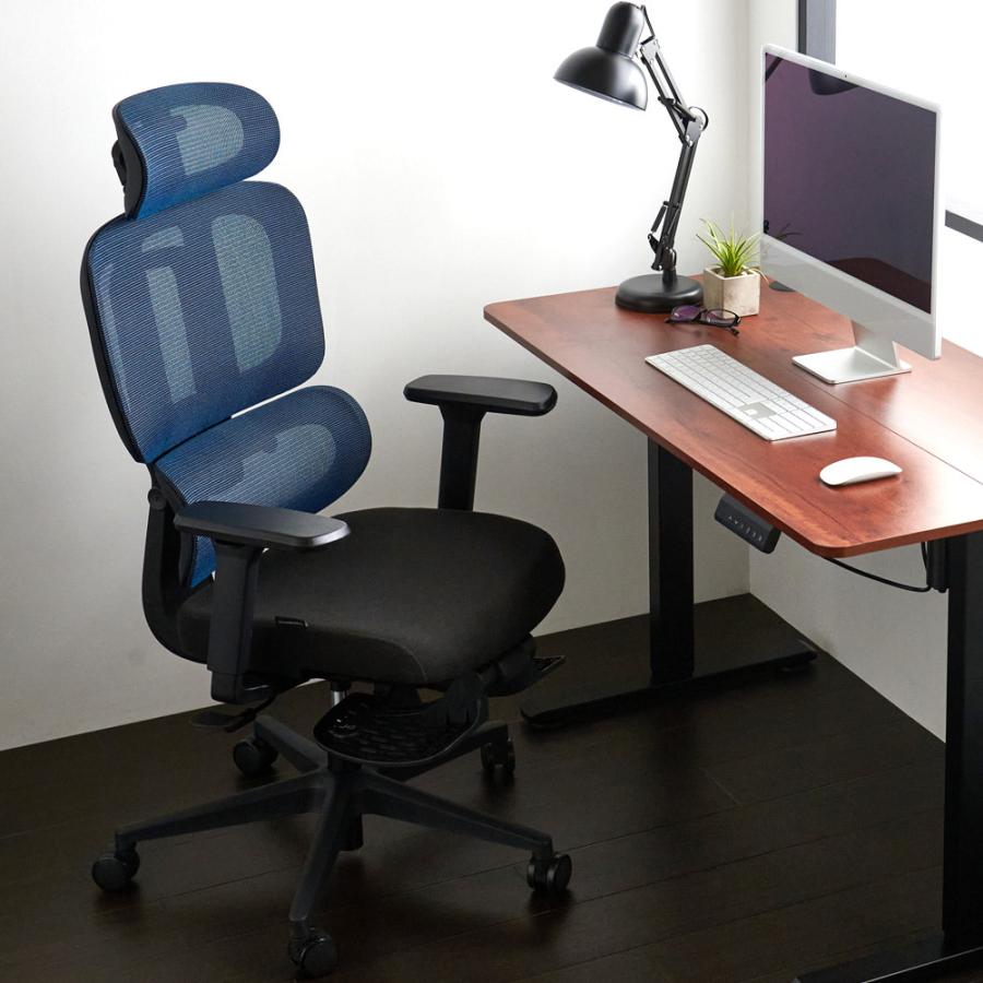 ROOMWORKS M6 オフィスチェア デスクチェア 多機能ファブリックメッシュワークチェア RM6 フットレスト付き 低座面仕様 3Dアーム 3Dヘッドレスト 座面前後調節 : ルーム ...