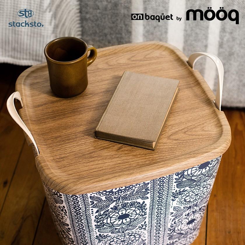 [ stacksto, onbaquet by mooq M ]スタックストー フタ オンバケット スタッキング ふた 積み重ね 蓋 ムーク バスケット 専用フタ 木目 ウッド調 角型 ...