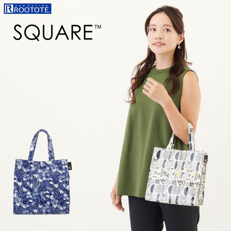 ROOTOTE 1441 ルートート（ROOTOTE）/LT.スクエア.ラミネート-E（全2種）ミニトート 軽量 雨の日 正方形 ラミネート加工 北欧テイスト 鳥 花 おしゃれ か ...