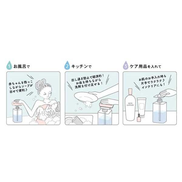 SNOOPY スヌーピー ディスペンサー ボトル かたポン シャンプーポンプ 詰め替え容器 片手で使える ワンプッシュディスペンサー ...