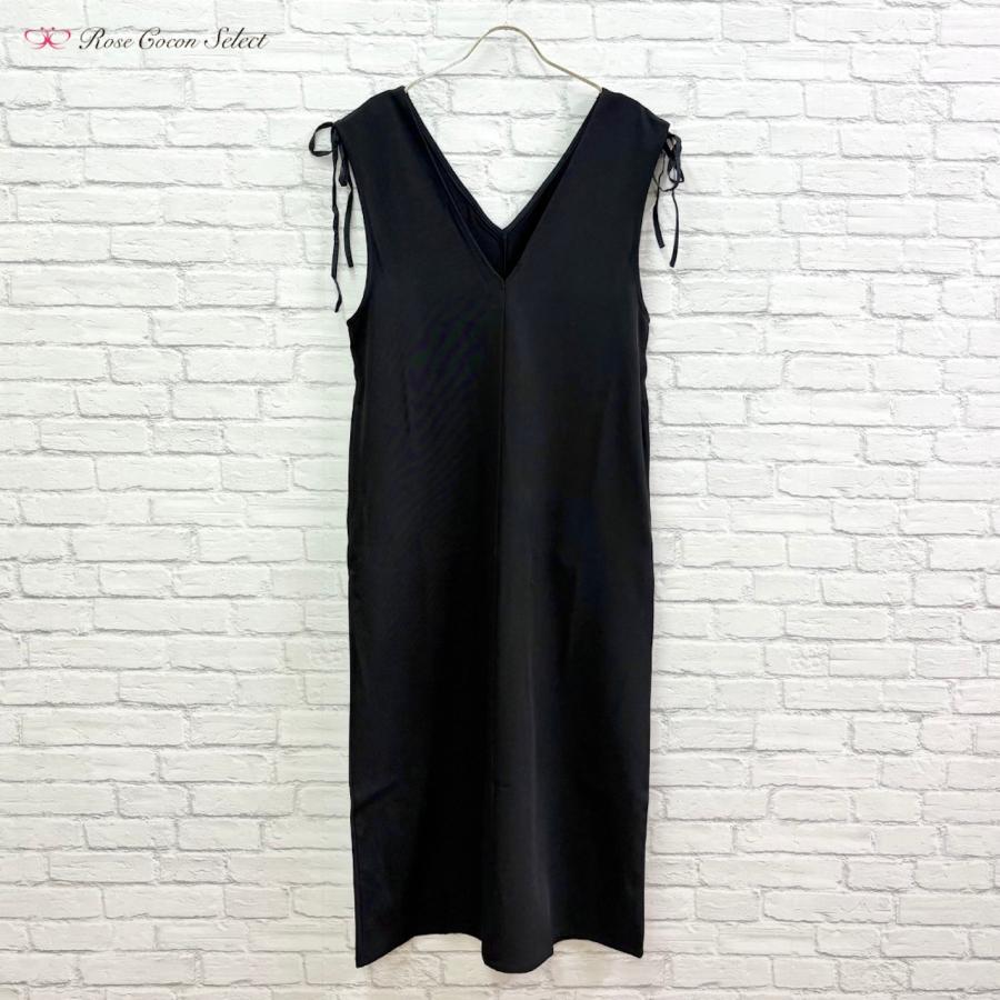 ワンピース ロング ワンピース 無地 ノースリーブ Vネック ジャンスカ オシャレ 大人かわいい リボン 2WAY シンプル 着回し レディース 黒 : Rose Cocon Yahoo ...