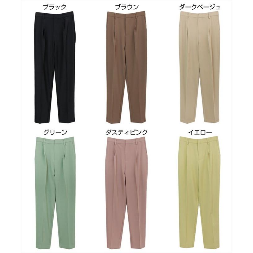 ウエストゴム センタープレス テーパード パンツ レディース フロント
