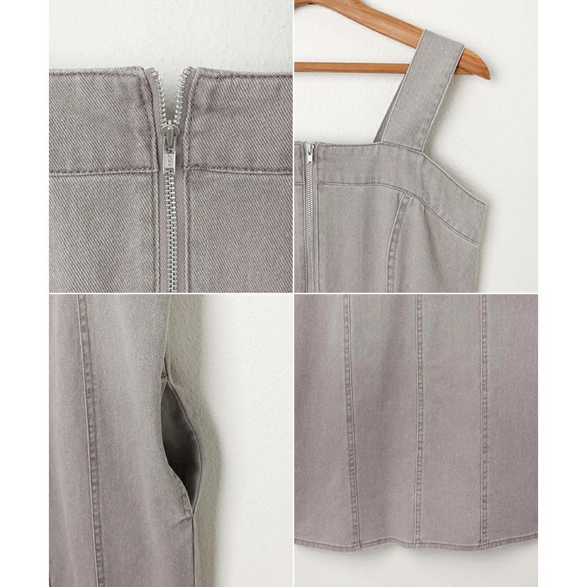 コットンツイル ビスチェ風 ワンピース レディース ジャンパースカート ロング丈 サイドポケット スリット デニム 重ね着 カジュアル トレンド ストラップ t03 : SUBROSA ...