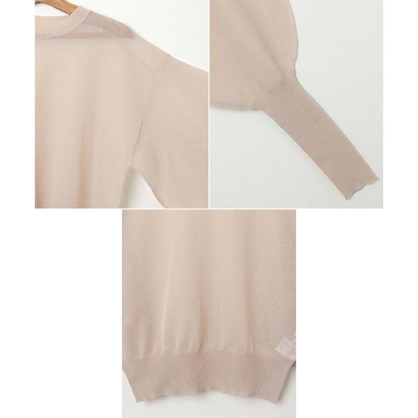 ボリューム袖 シアー ニット トップス レディース プルオーバー 透け感 ランタンスリーブ 薄手 リブ シンプル トレンド きれいめ 長袖 こなれ感 レイヤード t03 : SUBROSA ...