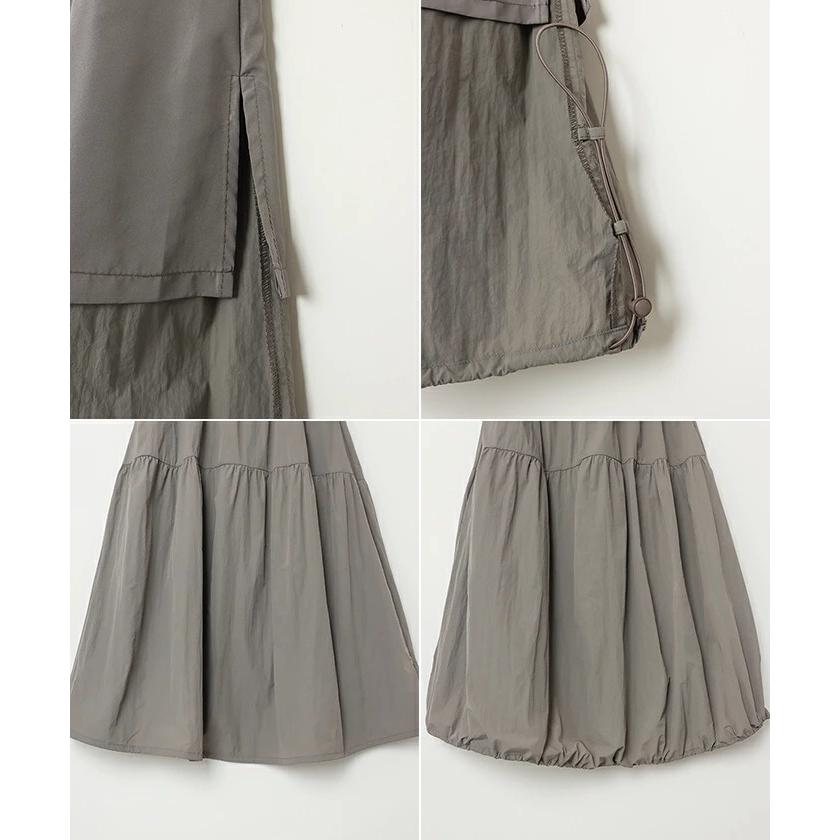 ナイロンタフタ ティアード フレア スカート ウエストゴム レディース ボトムス ロング 2way バルーン ドロスト ポケット カジュアル スポーティ トレンド t03 : SUBROSA ...