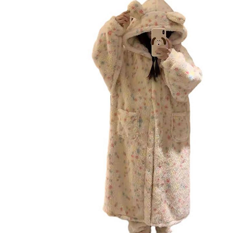 パジャマ フランネル レディース 春秋冬 上下セット ふわふわ コーラル