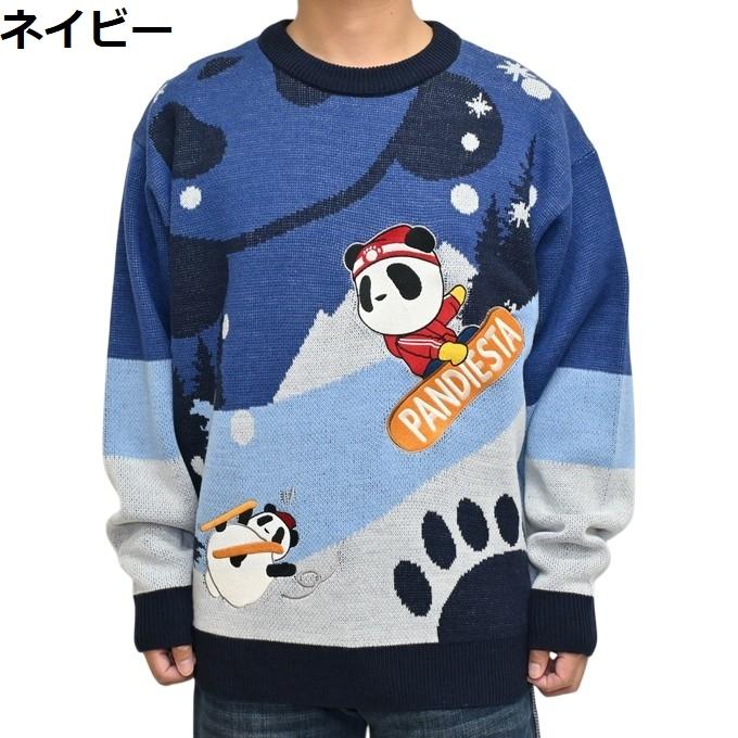 PANDIESTA（パンディエスタ） ジャパン 595222 雪遊びパンダ ジャガードクルー ニット セーター 熊猫 PANDIESTA ...
