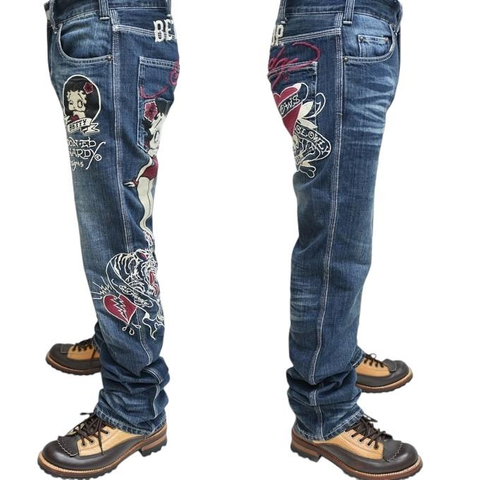 Ed Hardy エドハーディー ベティブープ BED-2402 デニムパンツ ジーンズ ベティちゃん メンズ : Rough Riders ...