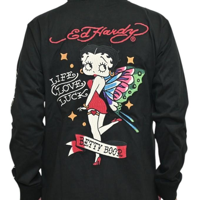 BETTY BOOP Ed Hardy エドハーディー ベティブープ BED-2509 天竺 ジップパーカー トップス ベティちゃん メンズ ...