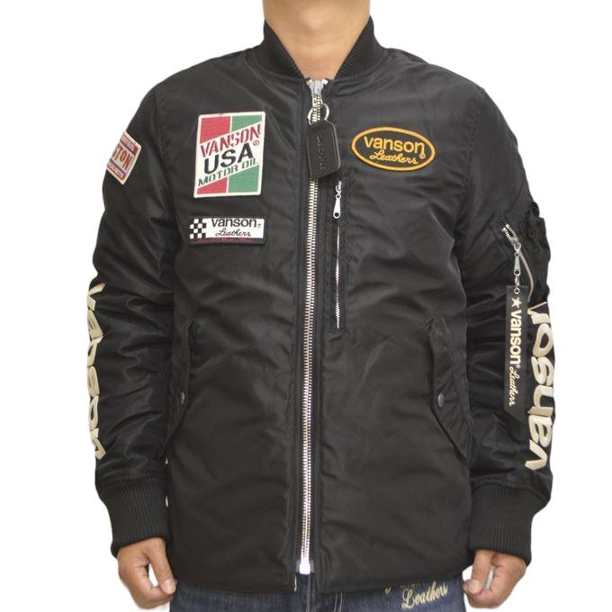 VANSON バンソン NVJK-2308 オープンボトム MA-1 フライトジャケット ミリタリージャケット スリースター メンズ バイク バイカー アウター : Rough Riders ...