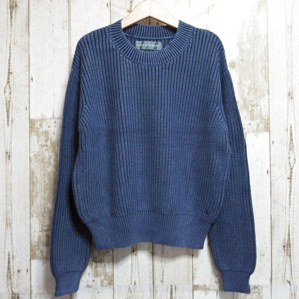 ニット デニム風 セーター ラウンドネック 丸首 厚手ニット レディース トップス ヴィンテージ加工 : ROVEL - 通販 - Yahoo ...