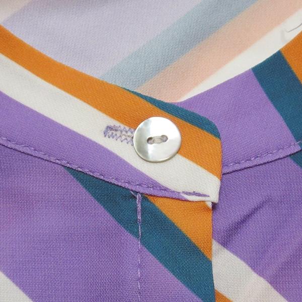 ブラウス バンドカラー 長袖 斜めストライプ シェルボタン レディース とろみ パープル 羽織り :lsha021:ROVEL - 通販 - Yahoo!ショッピング