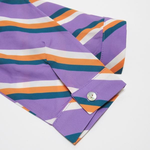 ブラウス バンドカラー 長袖 斜めストライプ シェルボタン レディース とろみ パープル 羽織り :lsha021:ROVEL - 通販 - Yahoo!ショッピング