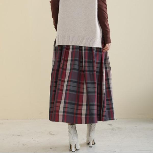 チェック柄フレアスカート フレアスカート ロングスカート ロング丈 チェック スカート ウエストゴム ワイン TRUBE C04-109 : rs068 : ROVEL - 通販 ...