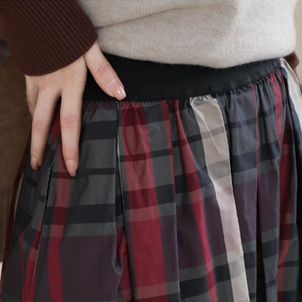 チェック柄フレアスカート フレアスカート ロングスカート ロング丈 チェック スカート ウエストゴム ワイン TRUBE C04-109 : rs068 : ROVEL - 通販 ...