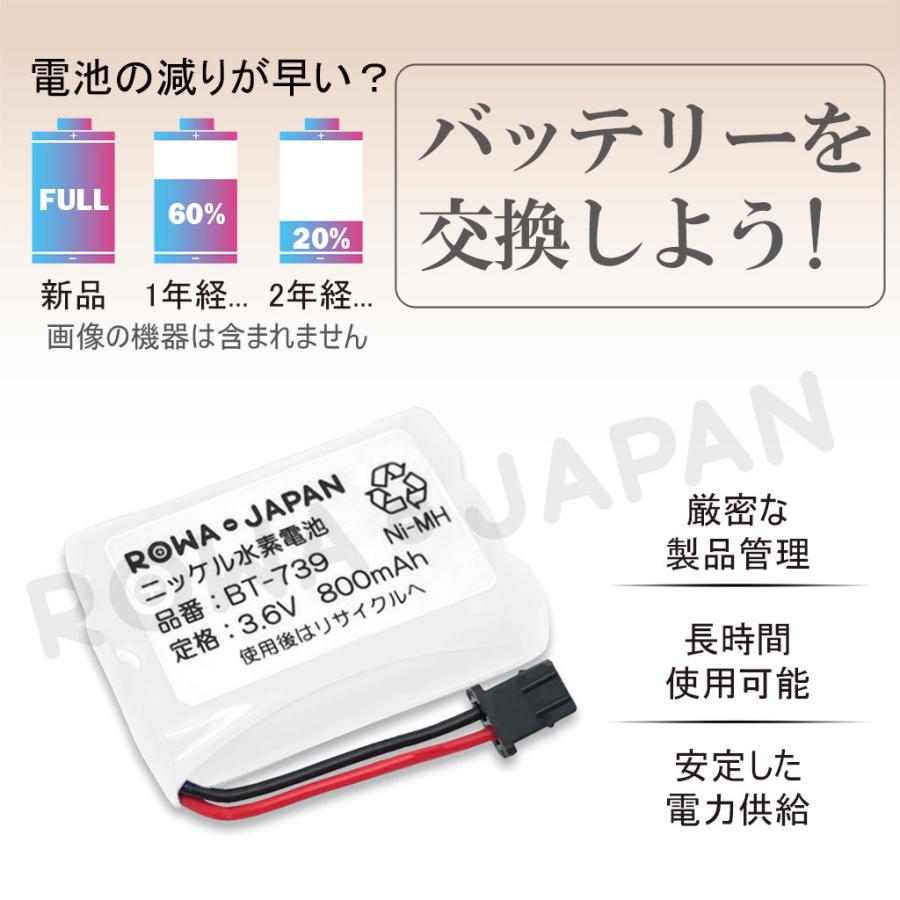 2個セット uniden対応 ユニデン対応 BT-739 / ELPA対応 エルパ対応 TSA-224 コードレスホン 子機 電話機 互換 充電池 【ロワジャパン】 :BT-739-2P:ロワ ...