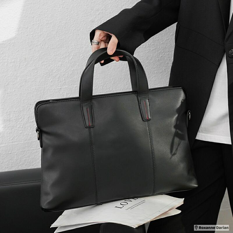 大容量 2way PUレザー バッグ メンズ フォーマル 慶弔両用 シンプル ビジネスバッグ a4 軽量 丈夫 撥水 営業 カジュアル パソコン ノート pc レザー ...