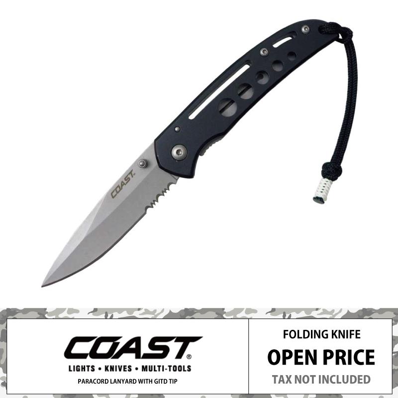コースト TK0241 フォルディング ナイフ 3Cr13 ステンレス ブレード ステンレス ハンドル 蓄光 パラコード ランヤード ...