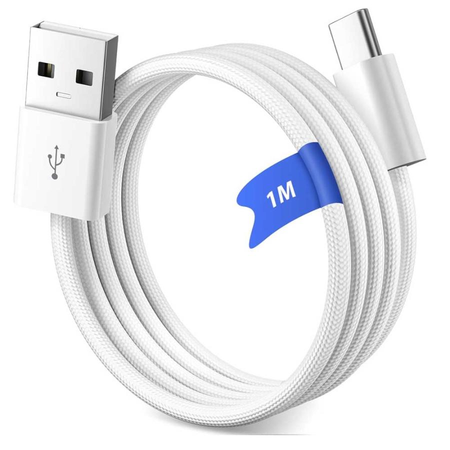 【1m ホワイト】USB A to Type C ケーブル 1メートル 白 18W 急速充電 車内の充電器 ナイロン編み USBケーブル 1m ホワイト : 10000099-wh-1m ...