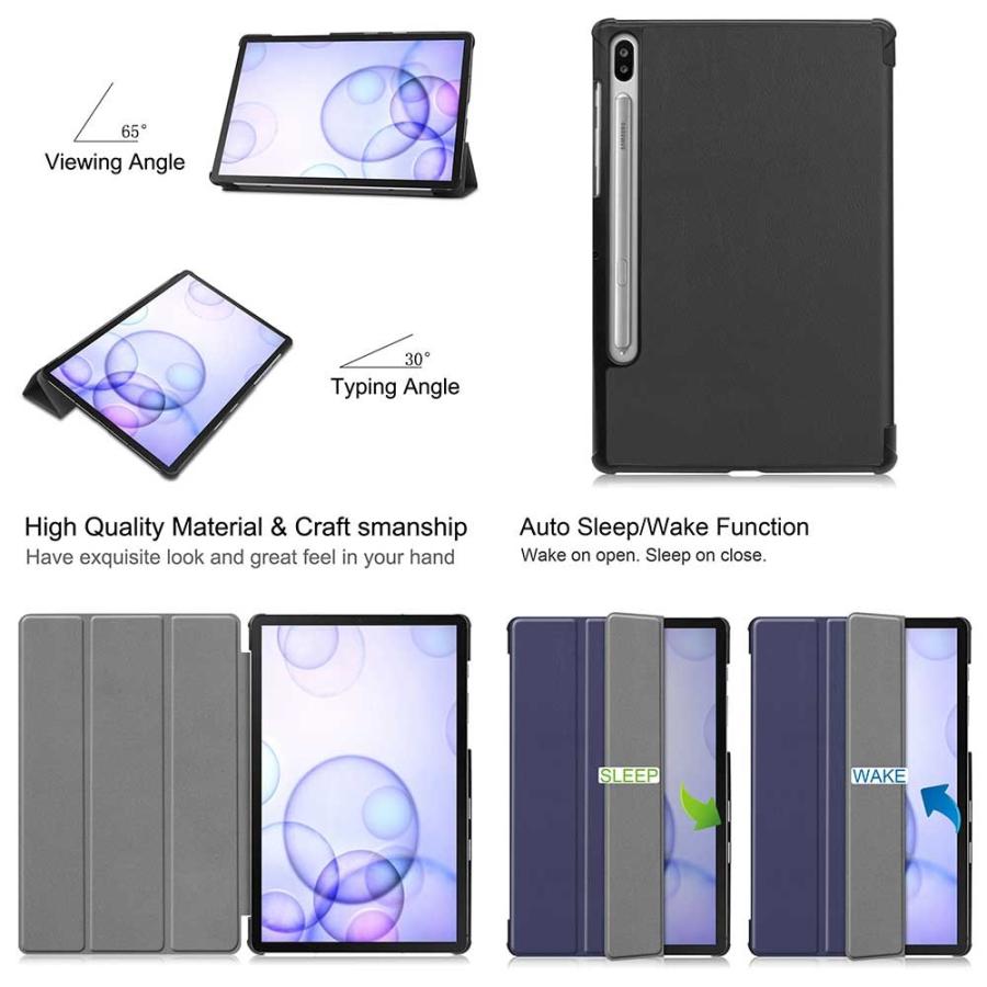 Galaxy Tab S5e / S6 T860/ SM-T865 10.5 三つ折カバー 薄型スタンド機能 高品質PUレザー 超軽量 ...
