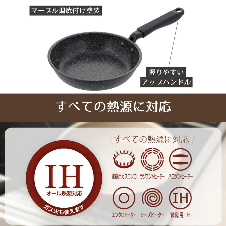 フライパン ih 26cm ライトセンスマーブル | IH 26センチ IH対応 ガス火 オール熱源 ダークグレー キズに強い こびりつきにくい 長持ち PFOA PFOS : ロイヤル通販 ...