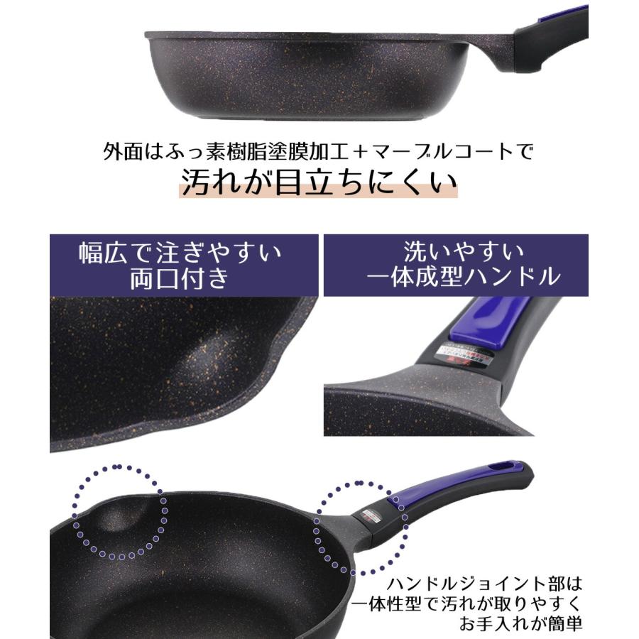 フライパン 深型 ディープパン IH 28cm パープルダイヤモンドコート ヴォランテ ネオ 28 ガス ガス火 ih 24センチ 深い オール熱源 キズに強い こびりつきにく : ロイヤル ...