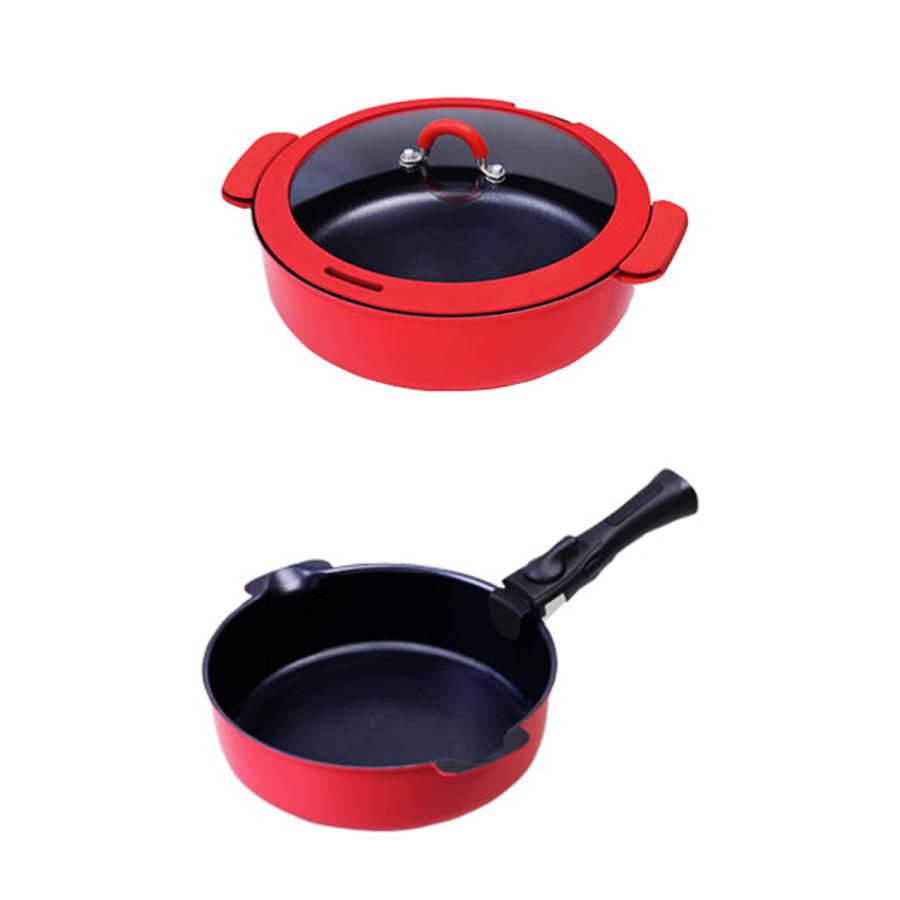 鍋 フライパン 2WAY マルチパン 24cm IH対応 レッド RB-1721 ToMay 和平フレイズ | 両手鍋 卓上鍋 片手鍋 炒め鍋 深型フライパン 取っ手が : ロイヤル通販 ...