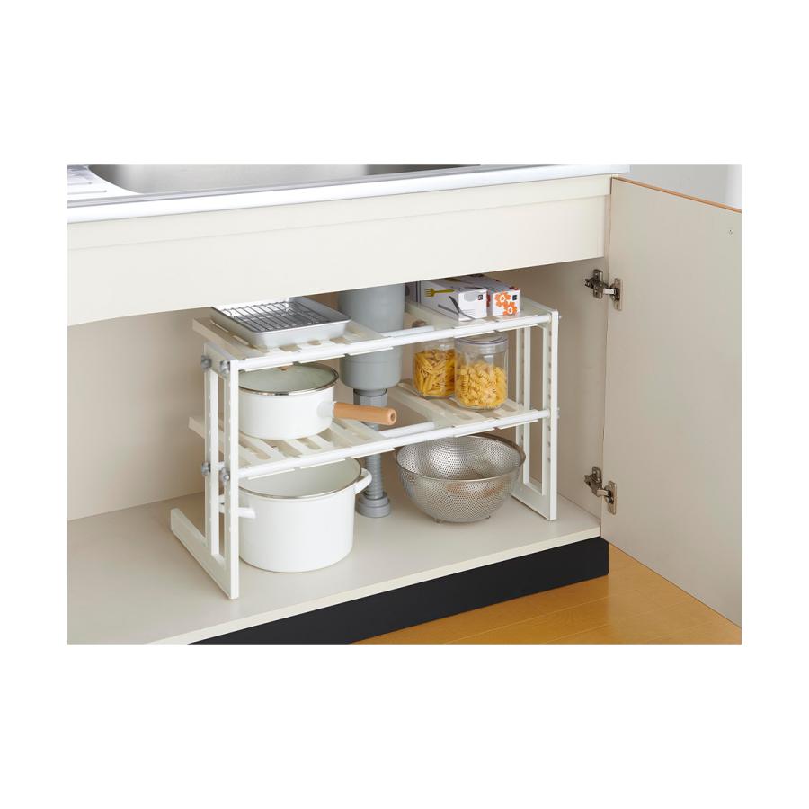 シンク下フリーラック2段 伸縮タイプ 幅50-75×奥行30.3×高さ39.9cm 日本製 MT2-EX Belca 伸晃 | ベルカ 洗面所下 洗面台下 整理ラック : ロイヤル通販 ...