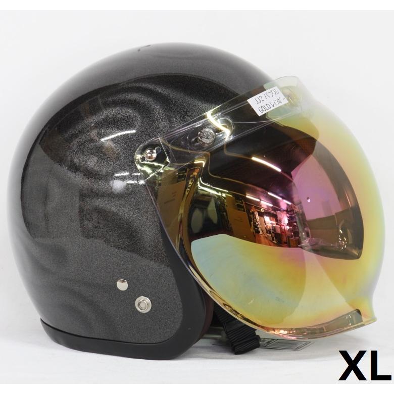バブルシールド(クリア/ゴールドレインボーミラー)付 72JAM GHOST FLAME(シルバー) JETヘルメット JG-14L XLサイズ(60〜62cm未満) : jg-14l-xl ...