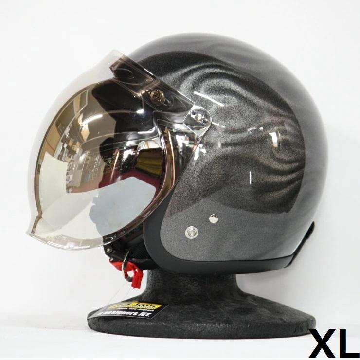 バブルシールド(クリア/シルバーミラー)付 72JAM GHOST FLAME(シルバー) JETヘルメット JG-14L XLサイズ(60〜62cm未満) : jg-14l-xl-s-sv ...
