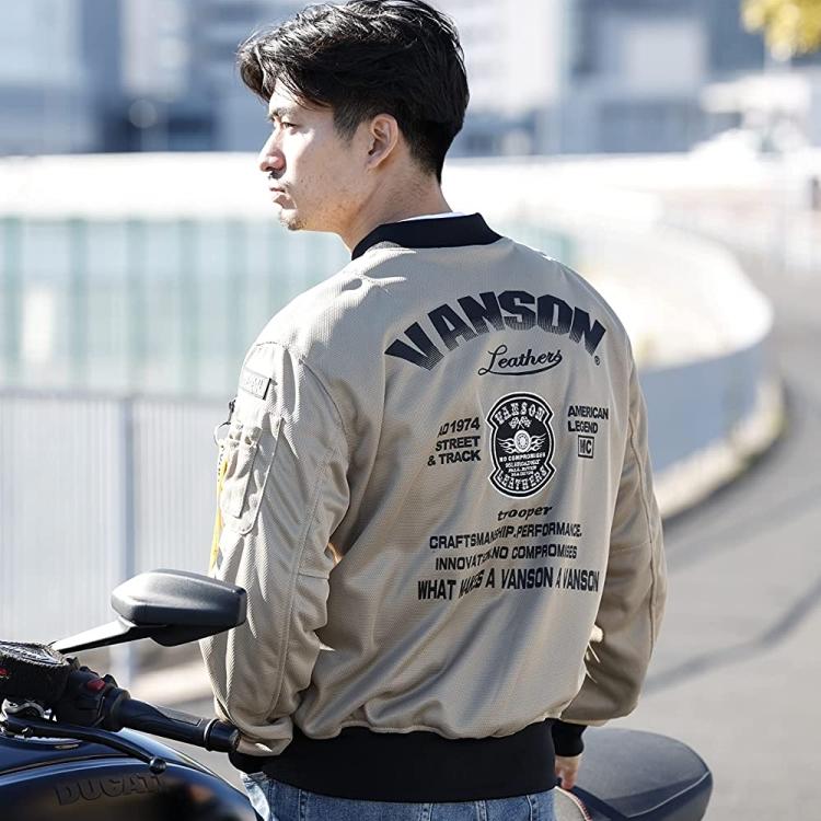 【在庫あり 残りわずか】VANSON Lサイズ バンソン trooper メッシュ MA-1 ジャケット TVS2301S ベージュ/ブラック L (2023春夏モデル) :TVS2301S ...