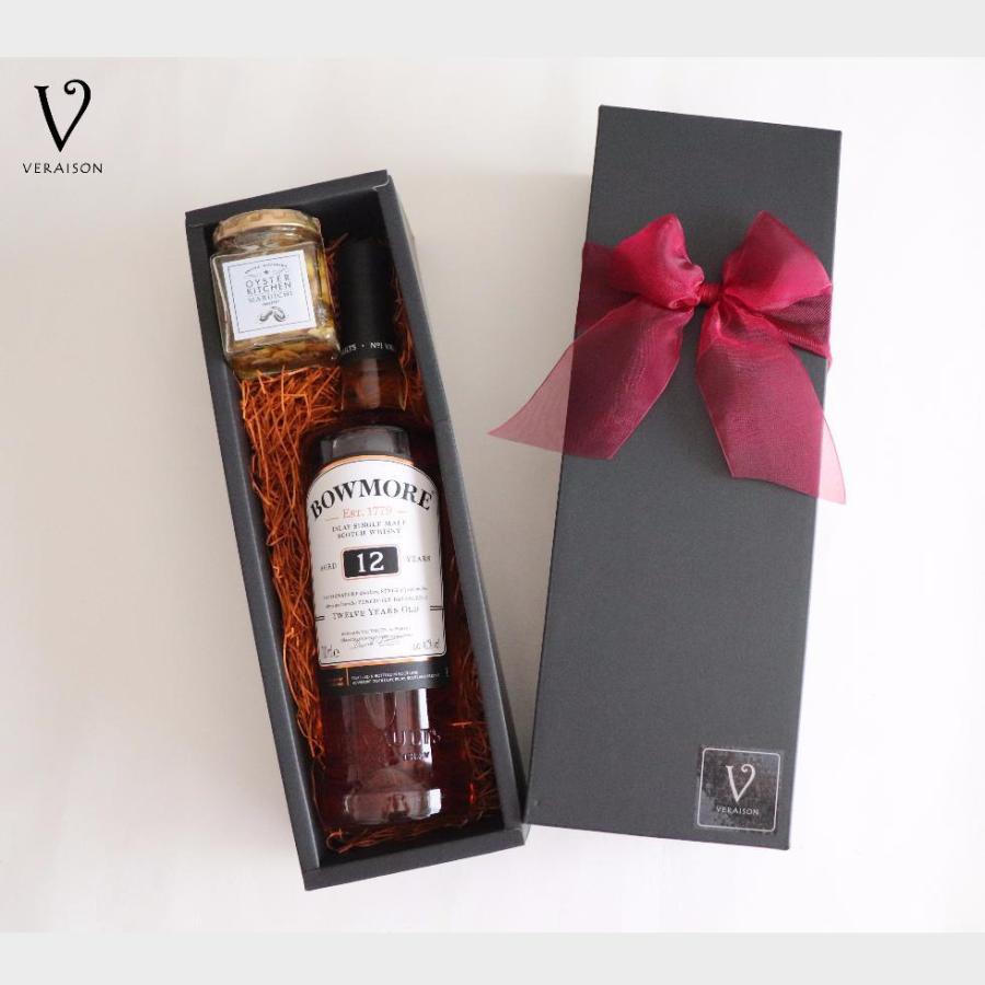 ウイスキー おつまみ セット プレゼント 牡蠣 ギフト シングルモルトウイスキー ボウモア 12年 正規品 広島牡蠣瓶詰め リボン包装 ...