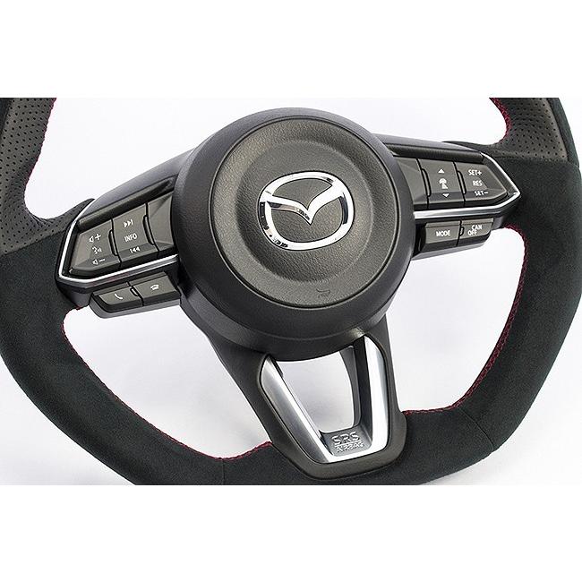 KENSTYLE ケンスタイル ステアリング CX5 CX-5 型式 KF# 年式 H29/2- ※ドライカーボンパネル別売 ≪ ウルトラスエード&レザー レッドステッチ ≫【 MD02 ...