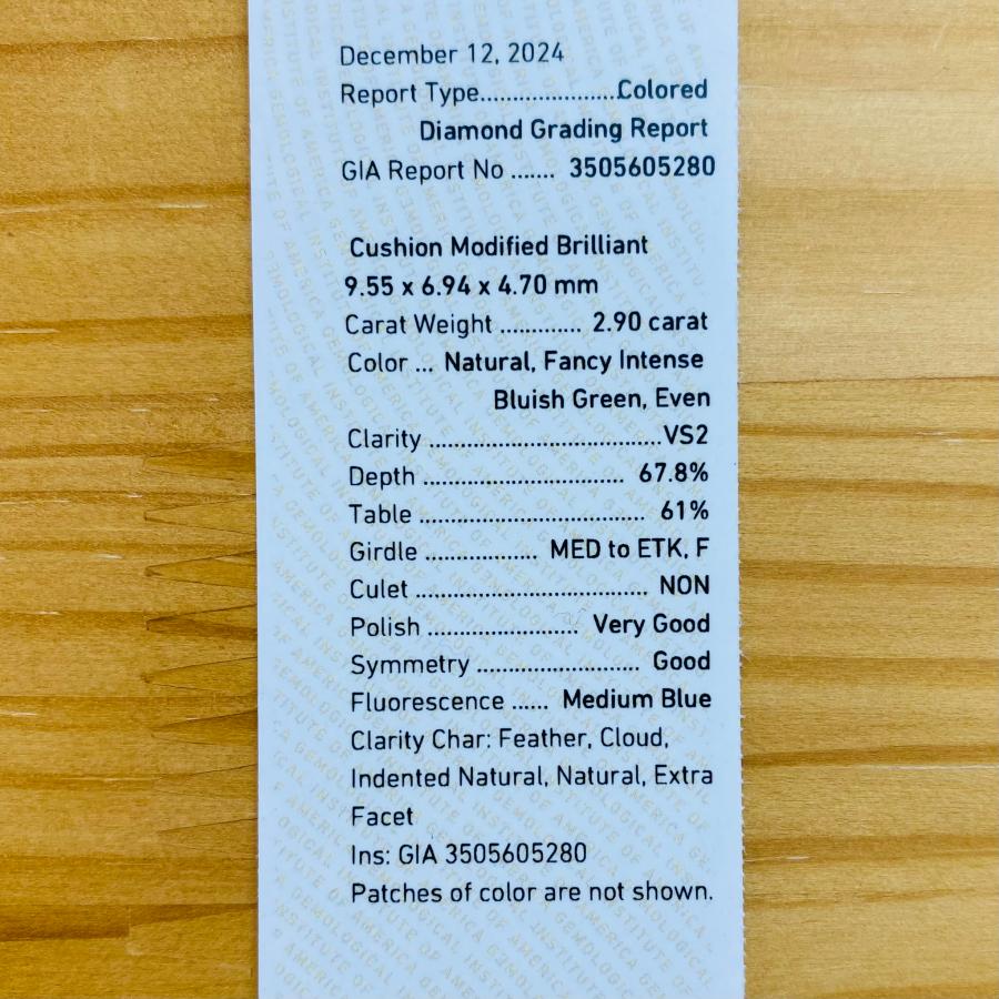 FANCY INTENSE BLUISH GREEN 2.9ct CU/RT1612/GIA : RTDiamonds - 通販 - Yahoo!ショッピング