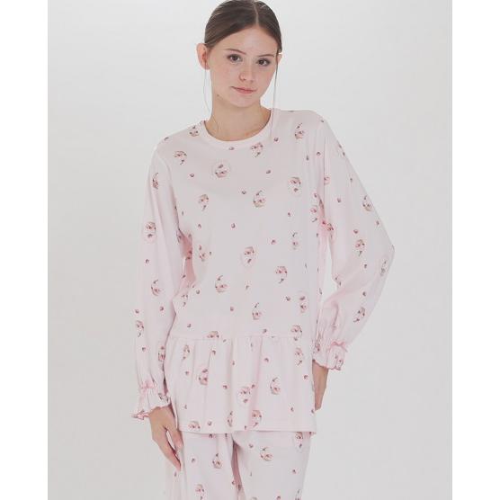 Narue ナルエー パジャマ ムーンタン スムース 綿100％ プルオーバー いちごタルト柄 ピンク 11420 : ルブレ - 通販 ...