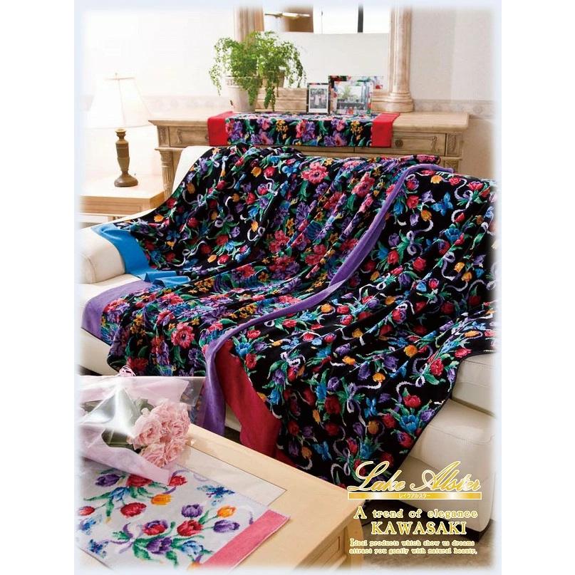 ブランケット 毛布 ハーフケット ひざ掛け レイクアルスター バラ柄 ふわふわ ヒザカケ ローズガーデン 薔薇柄 サイズ：約140×100cm ...