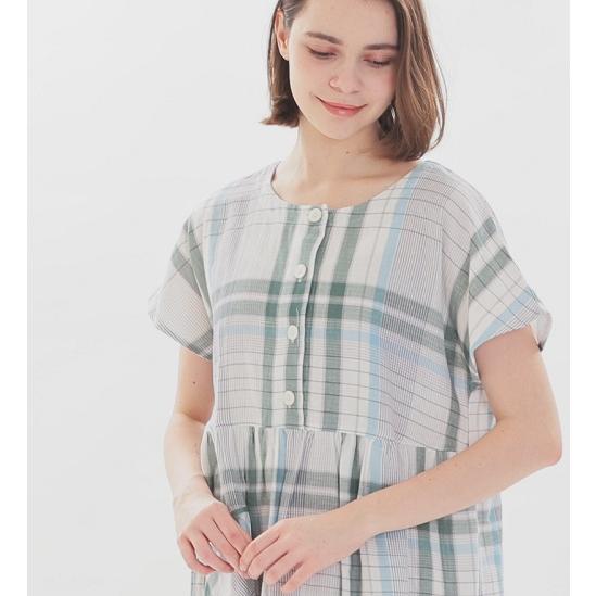 Narue ナルエー ワンピース ダブルガーゼ 綿100％ 半袖 夏 サマーチェック ブルー 42002 ルームウェア ホームワンピース スポットセール : ルブレ - 通販 - Yahoo ...