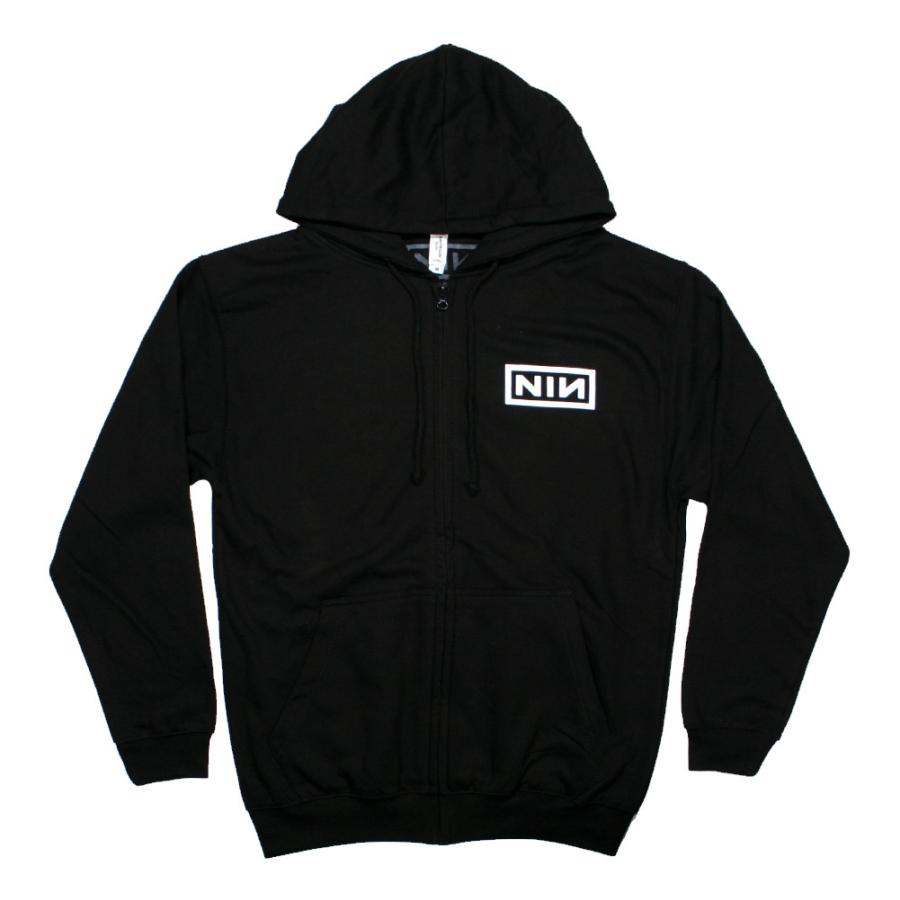 Nine Inch Nails / Classic White Logo Zip Hoodie (Black) - ナイン・インチ・ネイルズ ...