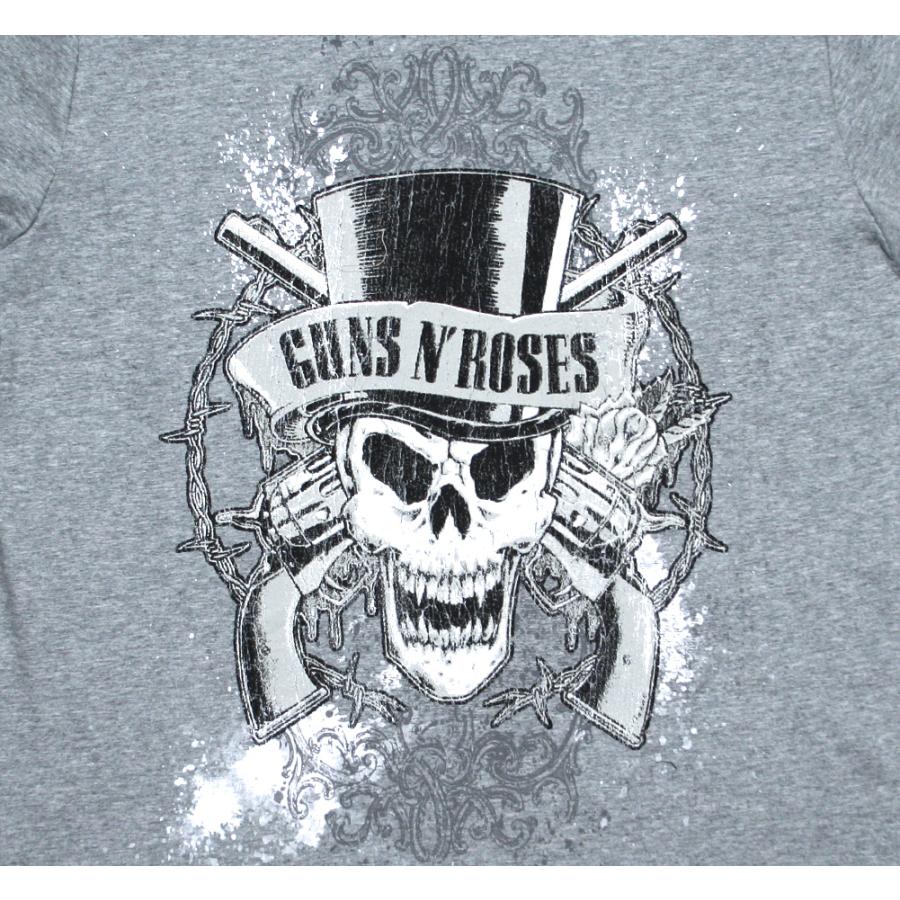 Guns N' Roses / Skull and Pistols Ringer Tee 2 (Heather Grey) - ガンズ・アンド・ローゼズ Tシャツ : Rudie - 通販 ...