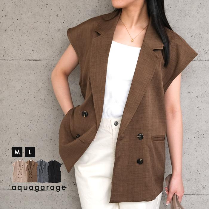 aquagarage リネンライクダブルブレストベスト 春 夏 秋 M L : aquagarage Yahoo!店 - 通販 - Yahoo!ショッピング