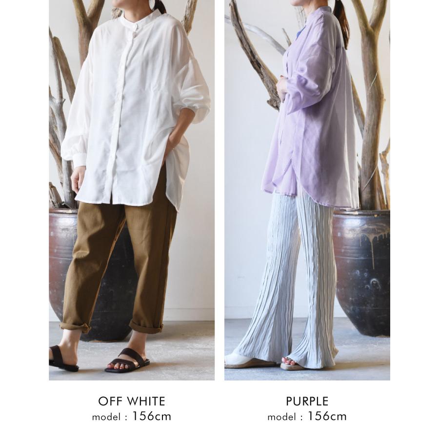 aquagarage バンドカラーロングシアーシャツ レディース 春 夏 aquagarage バンドカラーロングシアーシャツ レディース 春 夏