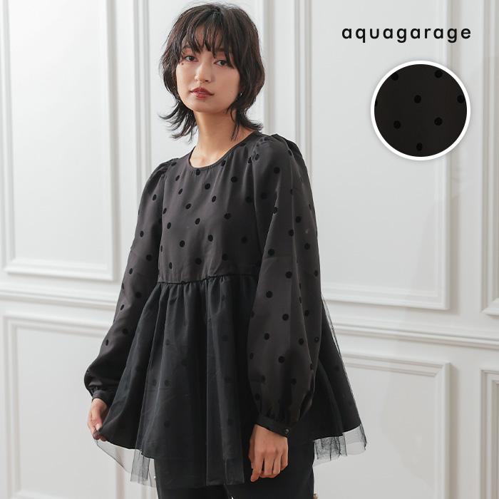 aquagarage パフスリーブドッキングドットペプラムトップス 春 秋 冬 爆買 : aquagarage Yahoo!店 - 通販 - Yahoo!ショッピング
